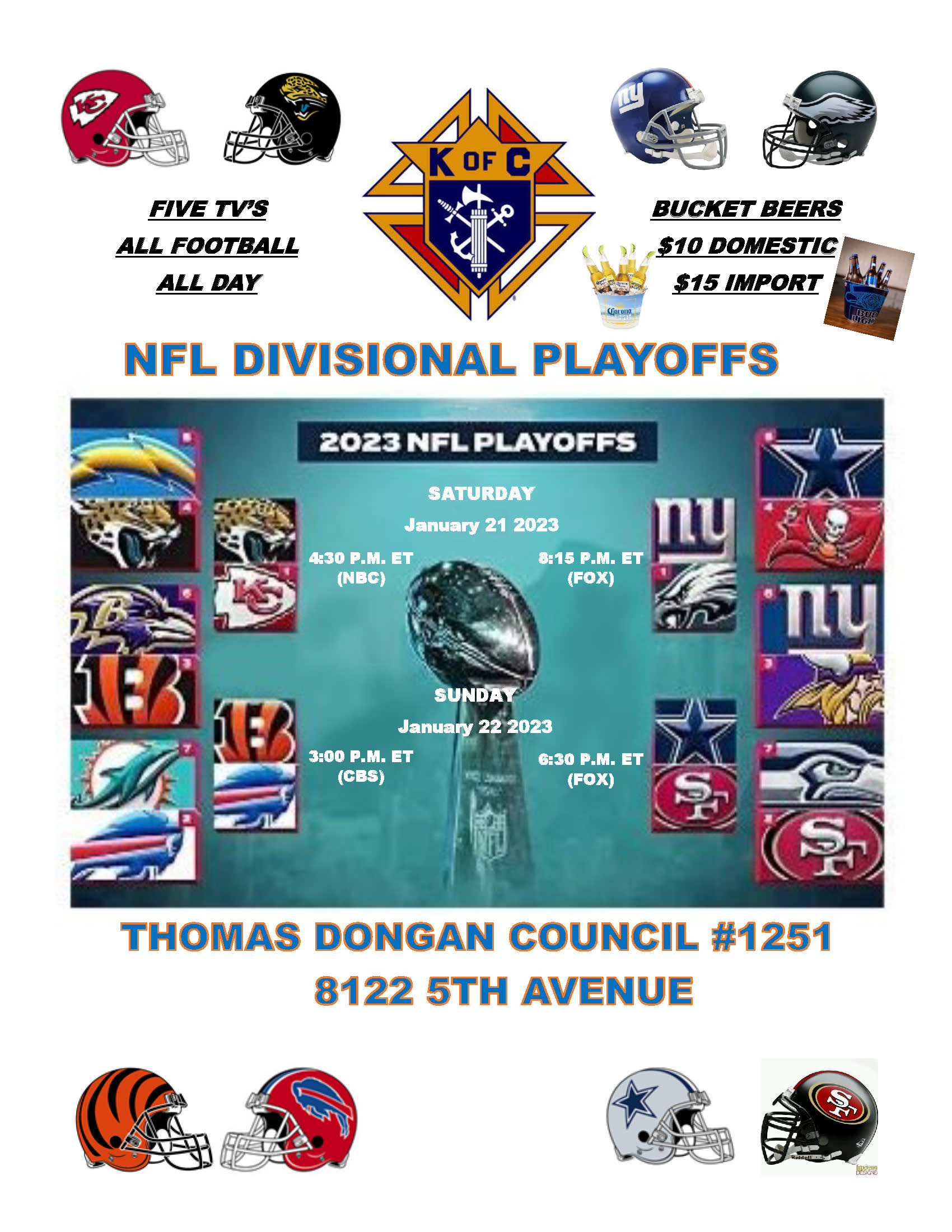 NFL Divisional Playoffs @ the Club this weekend! – K of C Thomas Dongan ...